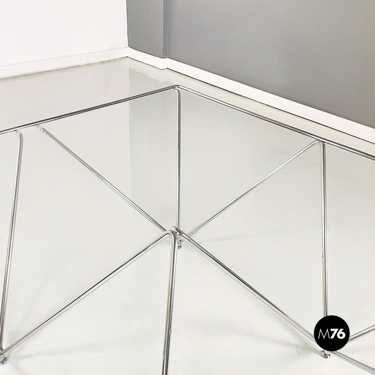 Italian Post-Modern Coffee Table in Steel and Tempered Glass, 2000s For ...