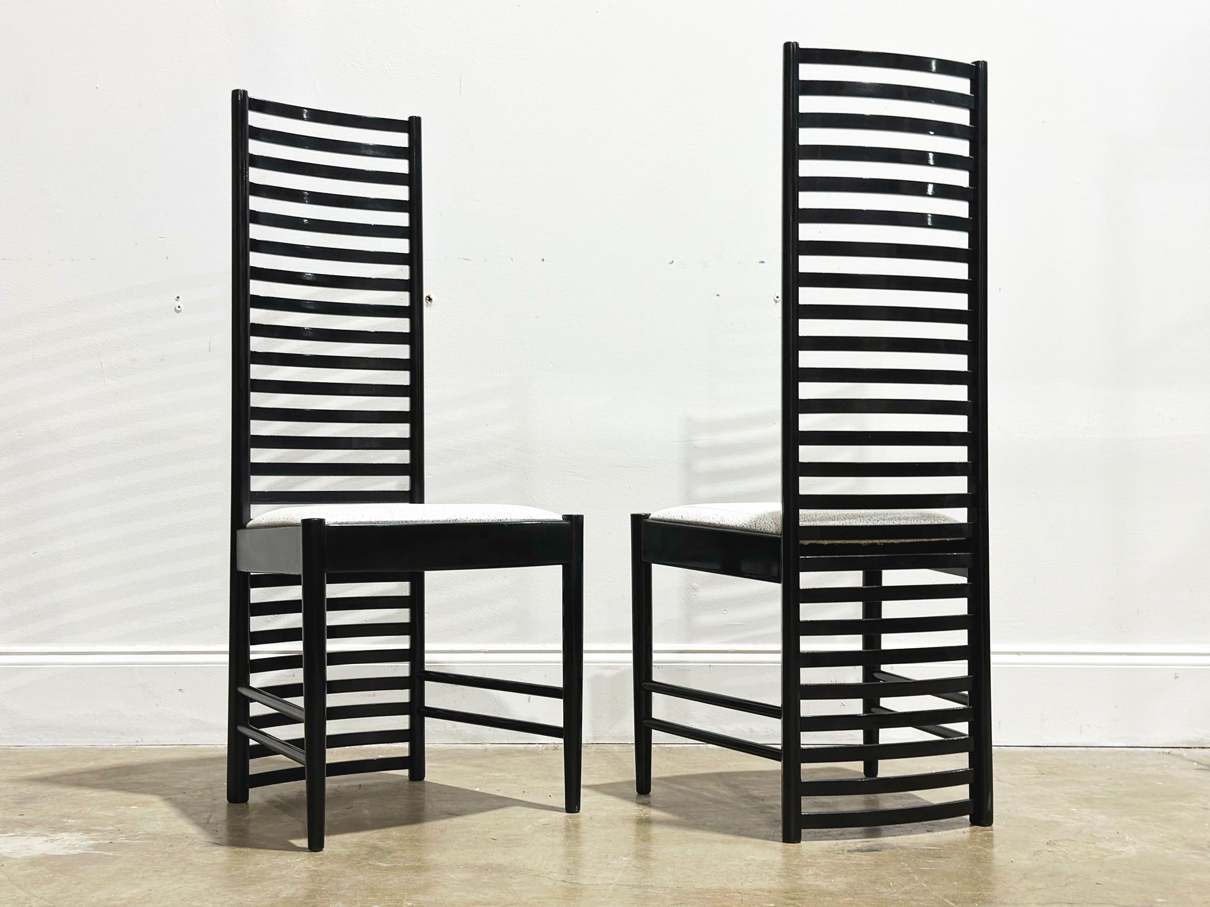 Italian Post Modern Ladder Back Dining Chairs, Bauhaus Black Lacquer ...