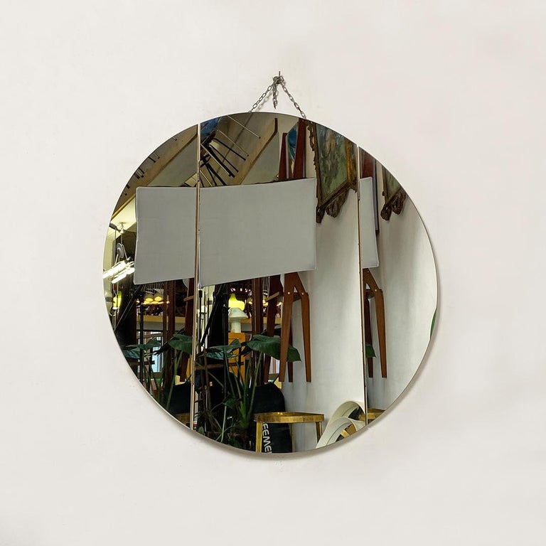 Italian Post Modern Round Wall Mirror with Hinged Side Doors, 1980s For ...