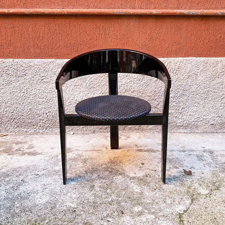 Italian Post Modern Set of Black Wood Cockpit Chairs with Original ...
