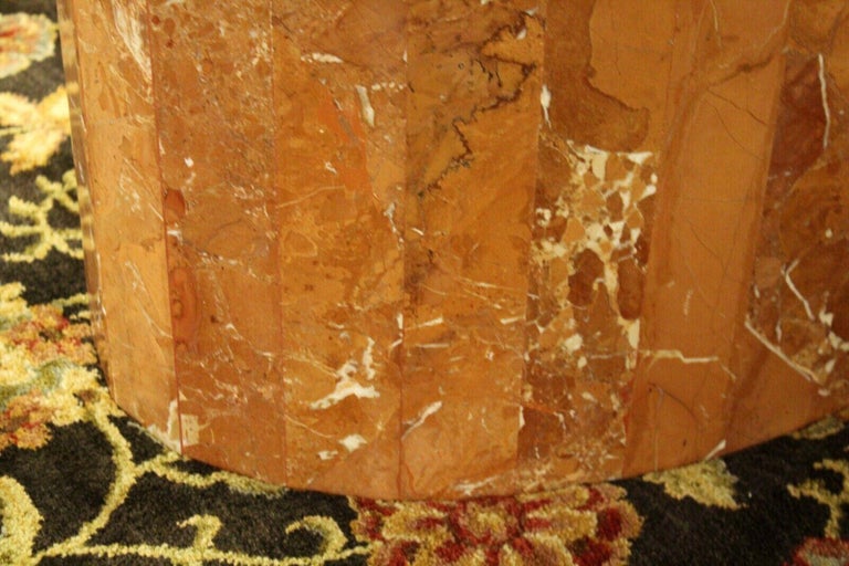 Italian Post Modern Terra Cotta Rust Colored Marble Italian Oval Dining ...