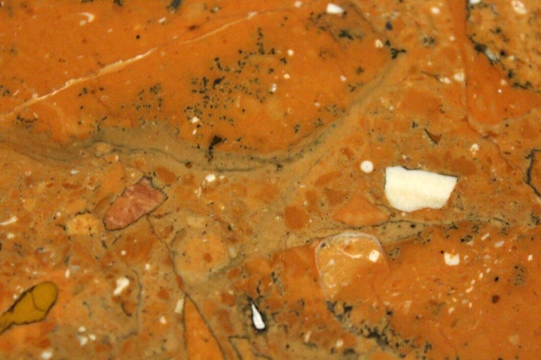 Italian Post Modern Terra Cotta Rust Colored Marble Italian Oval Dining ...