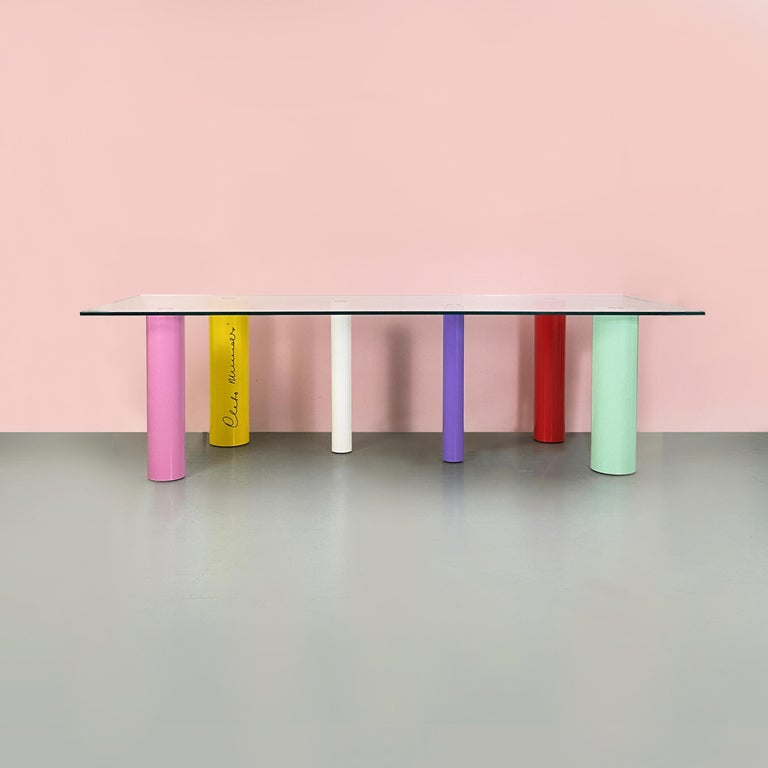Italian Post-modern wood glass pvc Dining table Palafitte by Cleto ...
