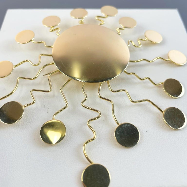 Italian Postmodern Gold Brooch mod. Inno al Sole by Cleto Munari , 2020 ...