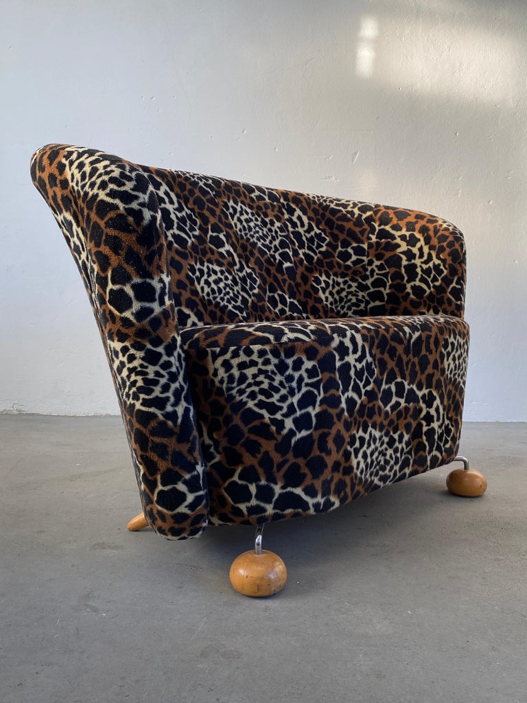 Italian Postmodern Leopard Pattern Vintage Two-Seater / Retro Modernist ...