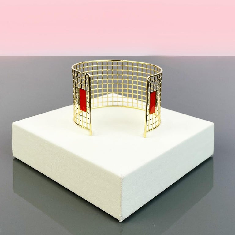 Italian Postmodern Red enamelled Gold Bracelet Polsino by Cleto Munari ...