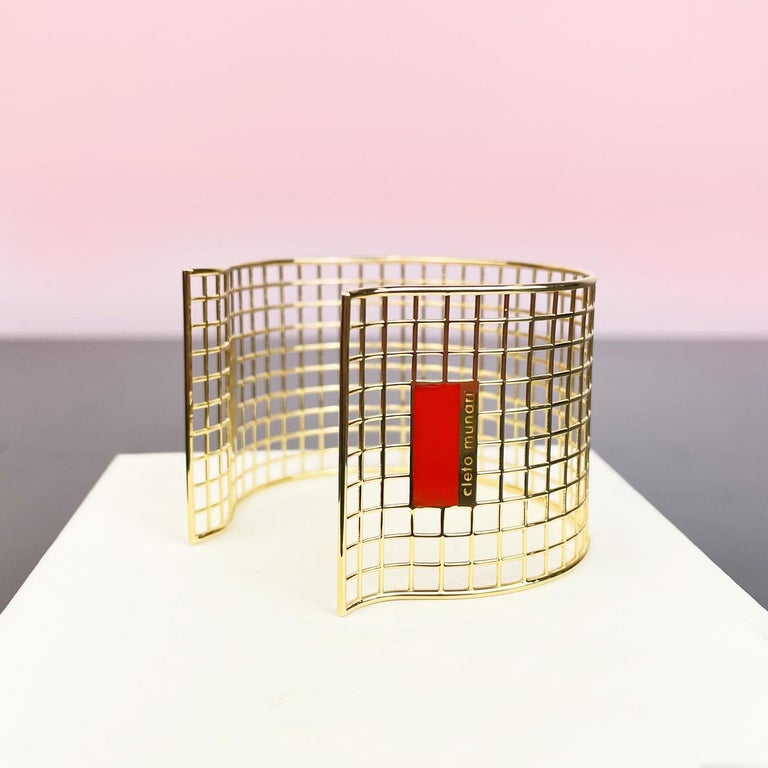 Italian Postmodern Red enamelled Gold Bracelet Polsino by Cleto Munari ...