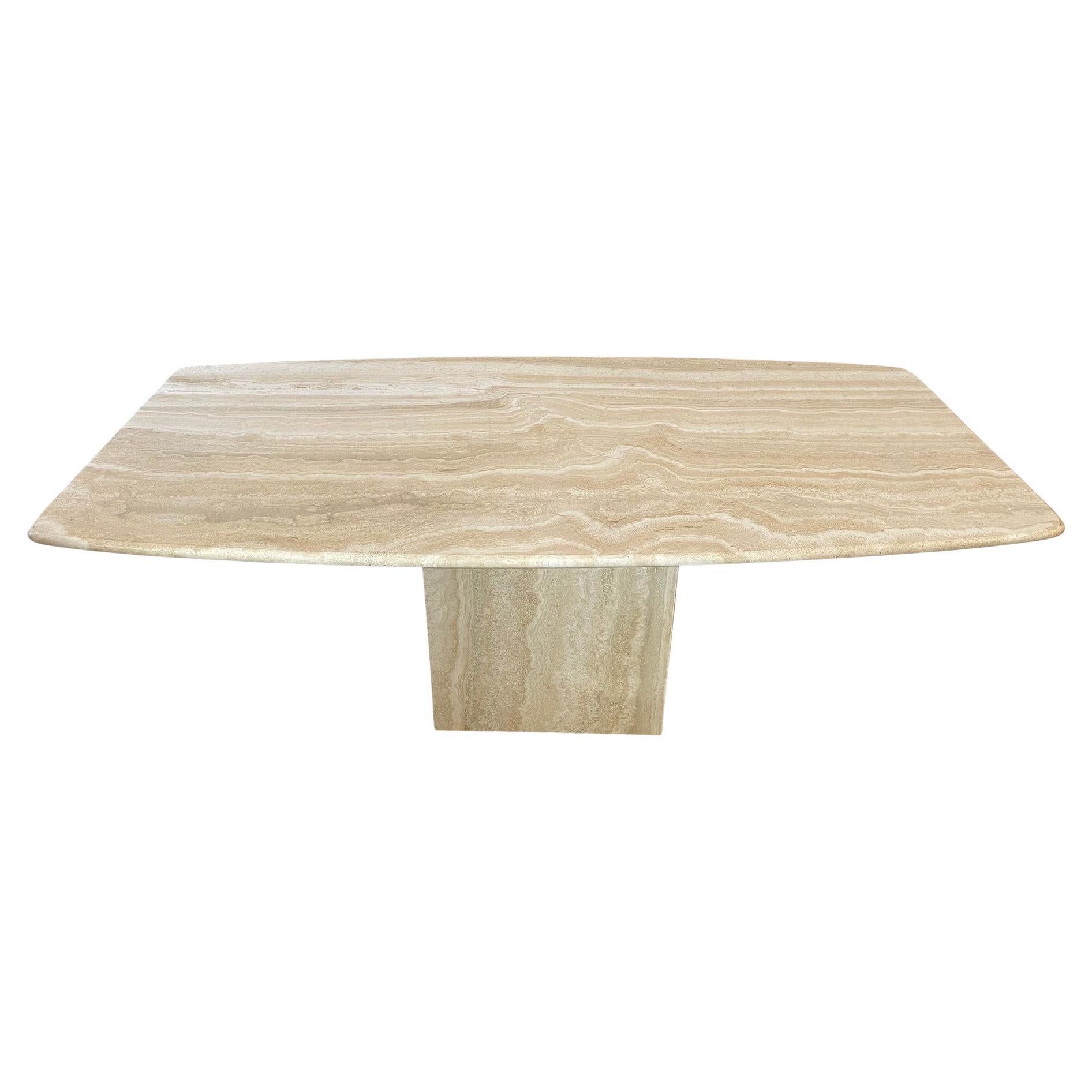 Italian Postmodern Travertine Dining Table Mid Century at 1stDibs