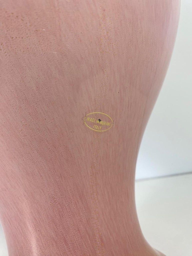 Italian Powder Pink and Gold Leaf Murano Glass Vase by Barovier and ...