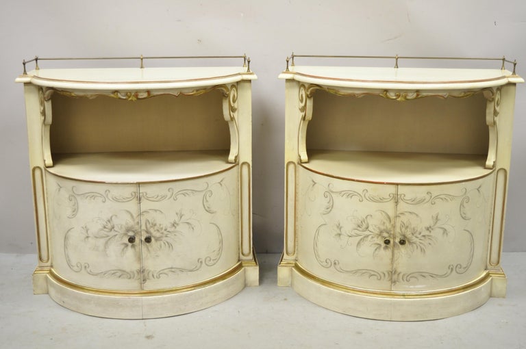 Italian Provincial Cream Half Round Demilune Nightstand Bedside Cabinet ...