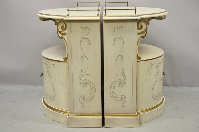 Italian Provincial Cream Half Round Demilune Nightstand Bedside Cabinet ...