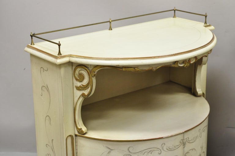 Italian Provincial Cream Half Round Demilune Nightstand Bedside Cabinet ...
