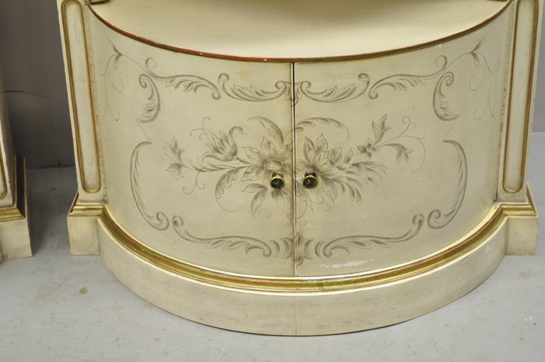 Italian Provincial Cream Half Round Demilune Nightstand Bedside Cabinet ...