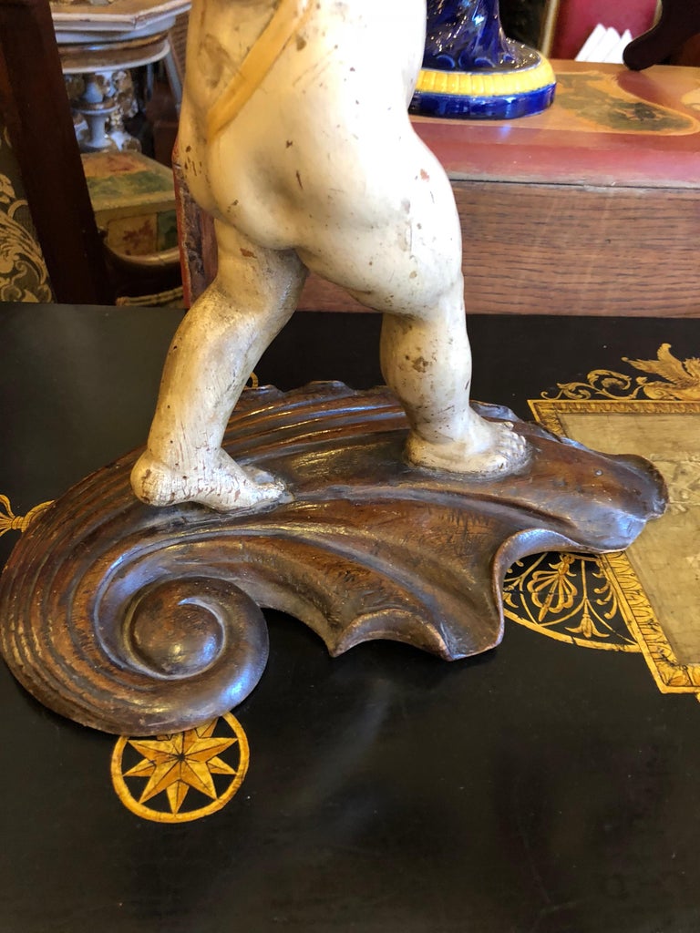Italian Putti Holding a Mirror For Sale at 1stDibs