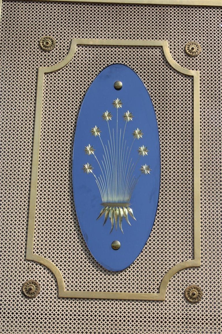 Italian Radiator Cover Midcentury in Perforated Iron Parts in Pure Gold ...