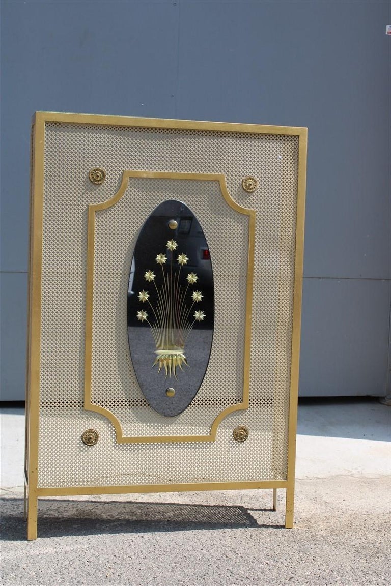 Italian Radiator Cover Midcentury in Perforated Iron Parts in Pure Gold ...