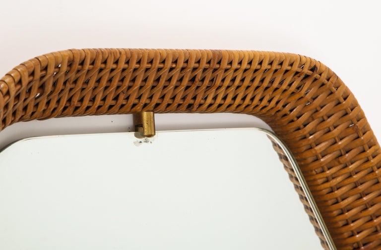 Italian Rattan and Brass Hexagon Shaped Mirror by Cantu, 1950s For Sale ...