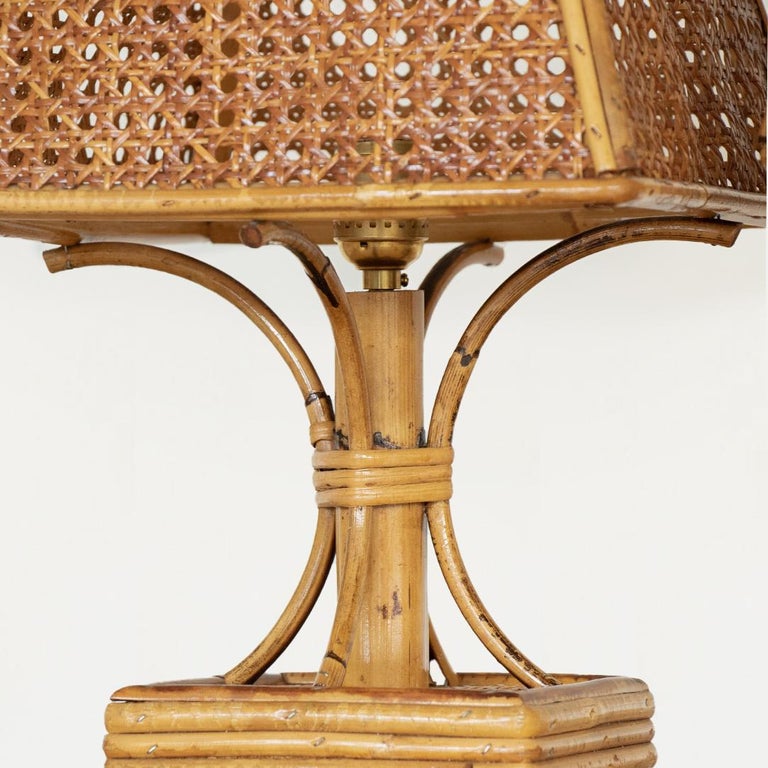 Italian Rattan and Cane Lamp at 1stDibs