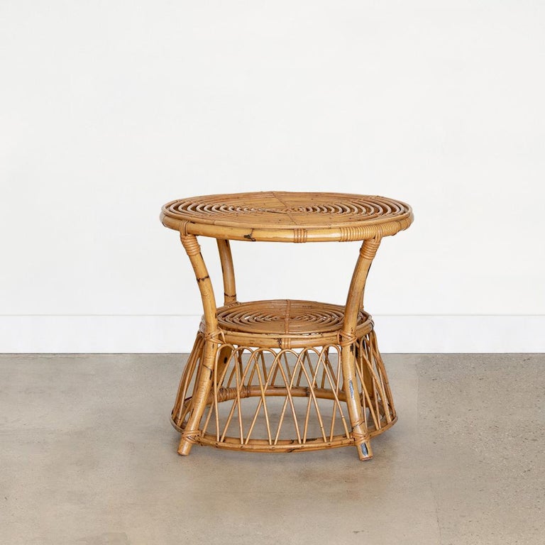Italian Rattan Gueridon Table with Loop Detail For Sale at 1stDibs