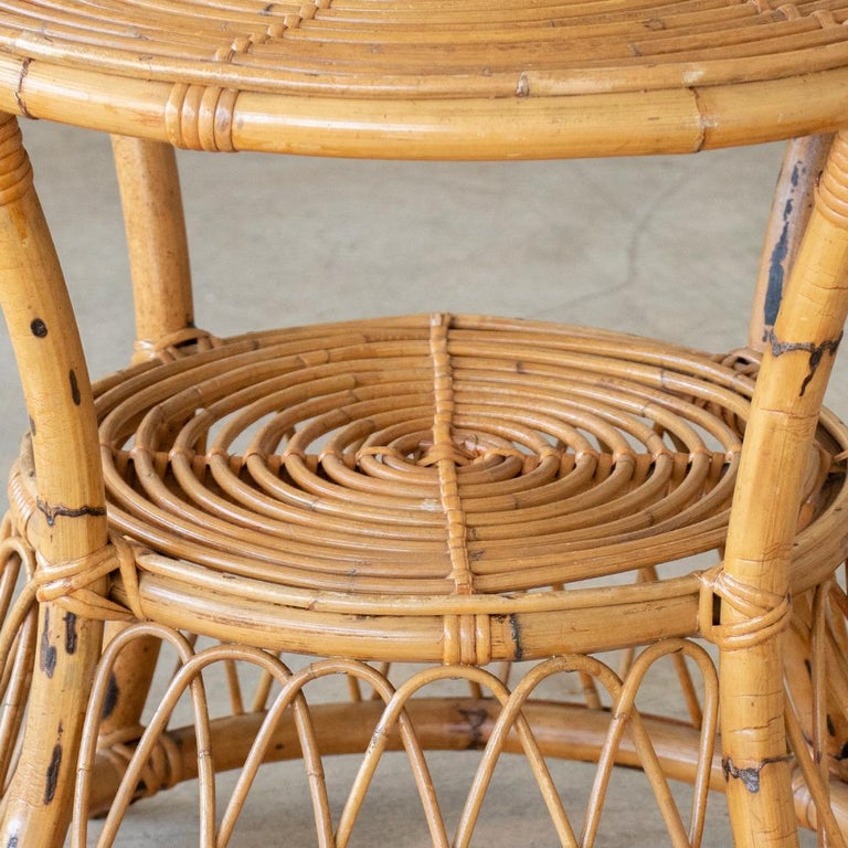 Italian Rattan Gueridon Table with Loop Detail For Sale at 1stDibs