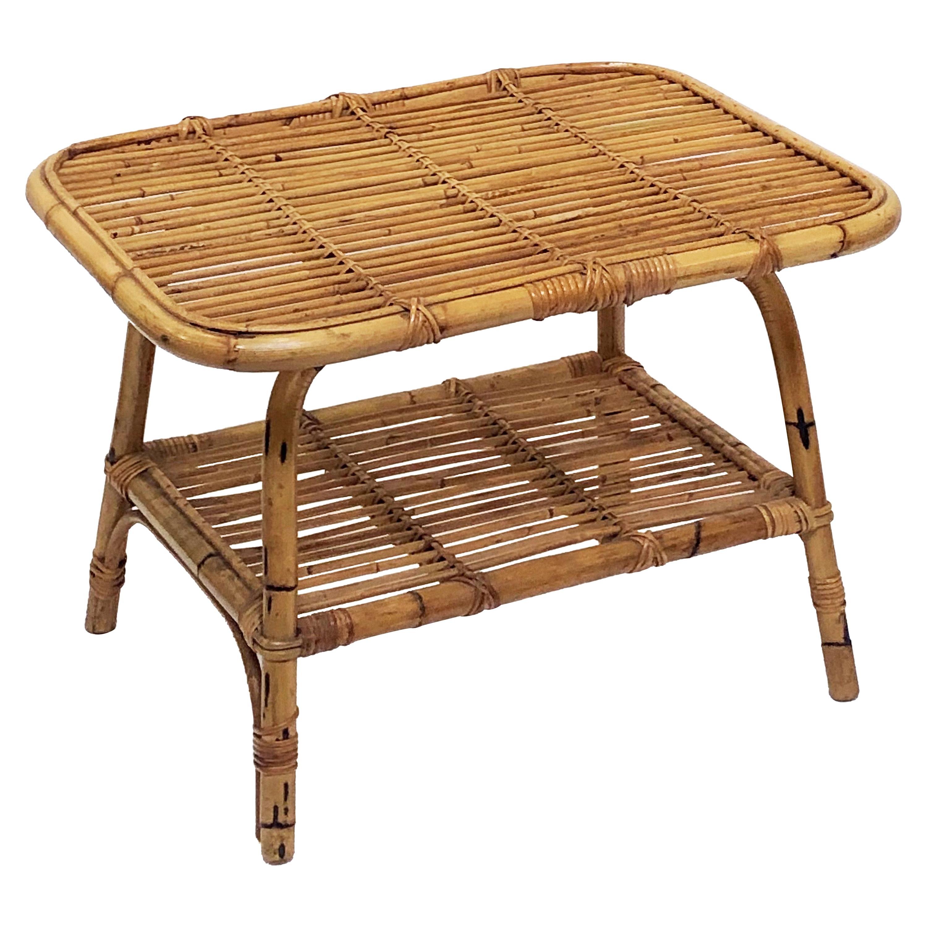 Italian Rattan Midcentury Accent Table of Cane and Bamboo at 1stDibs ...