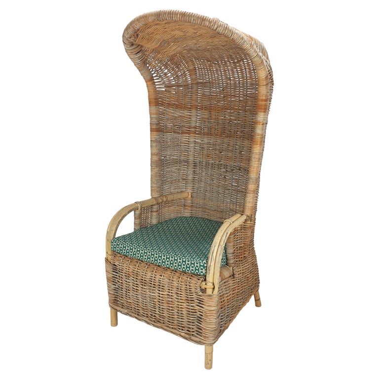 Italian Rattan Pool or Beach Chair with a Hermés Cushion, 1970s For ...