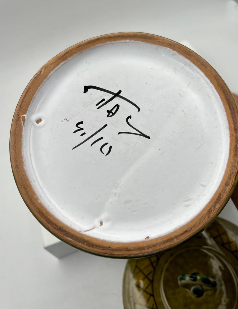 Italian Raymor Hand Painted Ceramic Canister For Sale at 1stDibs