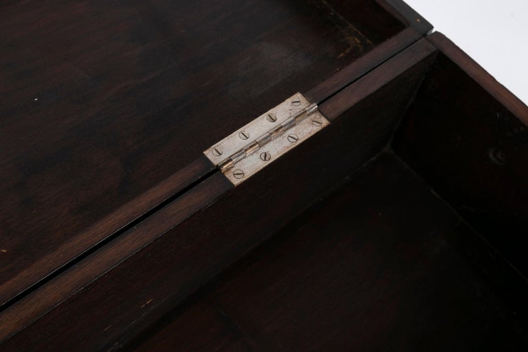 Italian Rectangular Wooden Box with Metal Decorations and Inscription ...