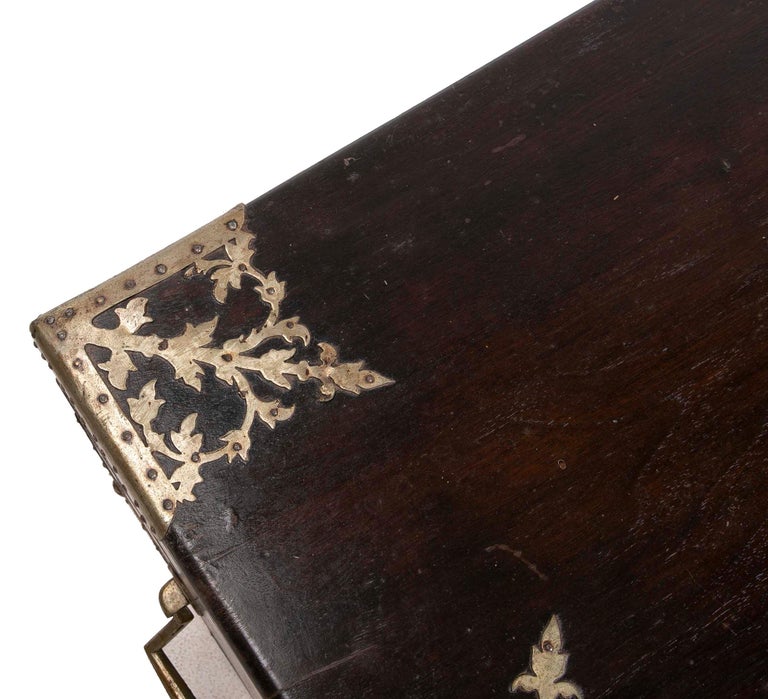 Italian Rectangular Wooden Box with Metal Decorations and Inscription ...