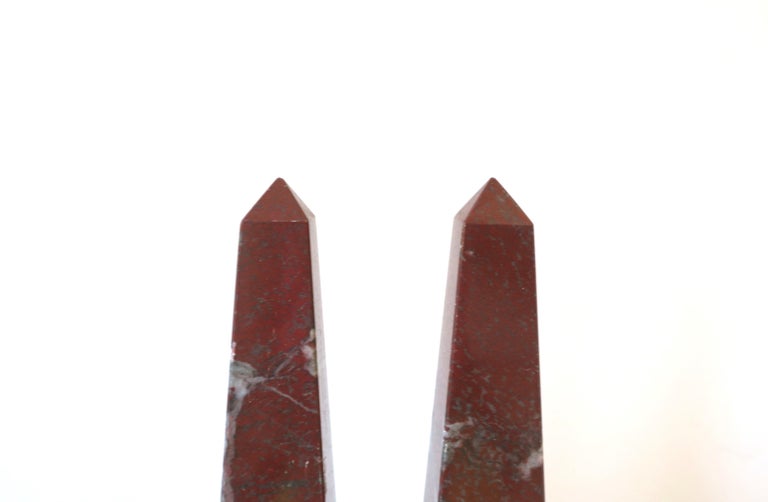 Italian Red Burgundy Marble Obelisks, Pair For Sale at 1stDibs