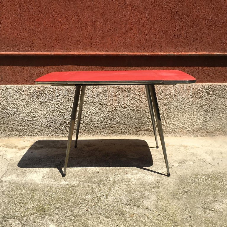 Italian Red Formica Kitchen Table with Double Foldable Top on Both ...