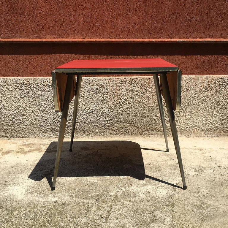 Italian Red Formica Kitchen Table with Double Foldable Top on Both ...