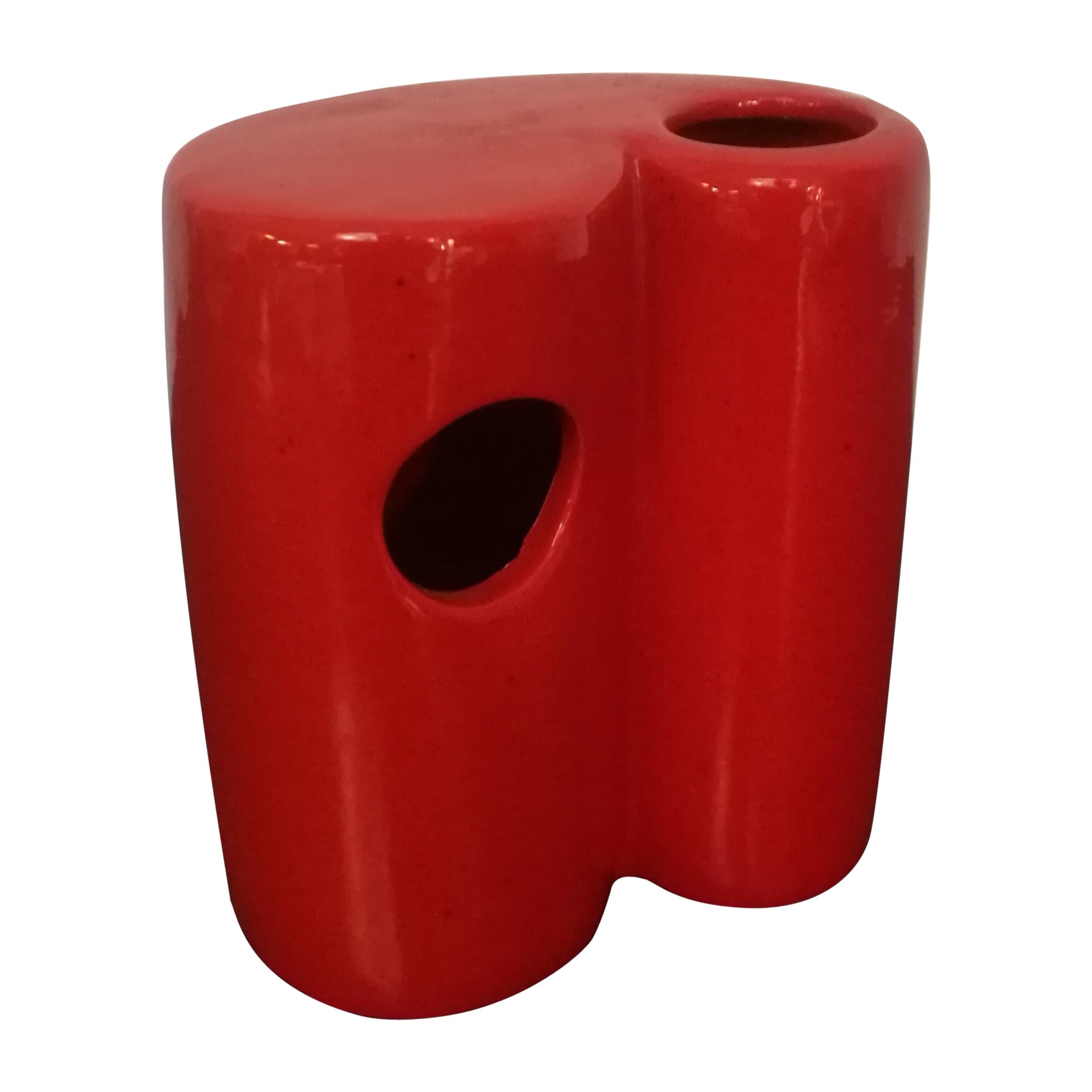 Italian Red Glazed Ceramic Vase, 1970s at 1stDibs