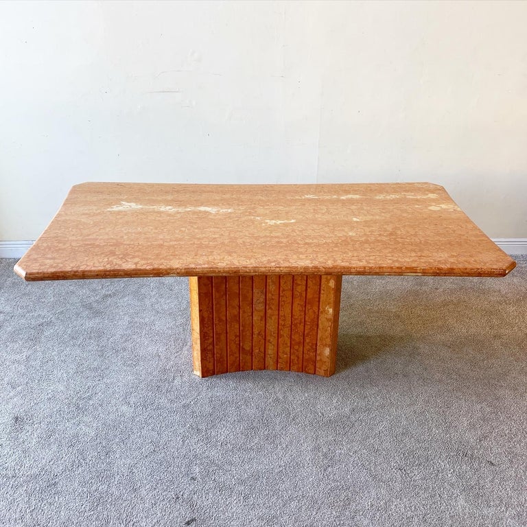 Italian Red Marble Dining Table on Marble Pedestal Base For Sale at 1stDibs