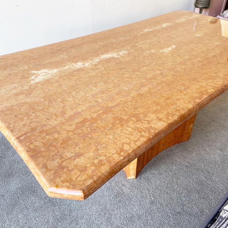 Italian Red Marble Dining Table on Marble Pedestal Base For Sale at 1stDibs
