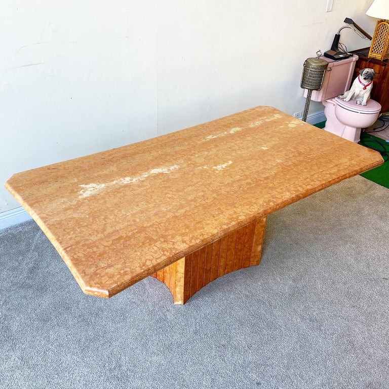 Italian Red Marble Dining Table on Marble Pedestal Base For Sale at 1stDibs