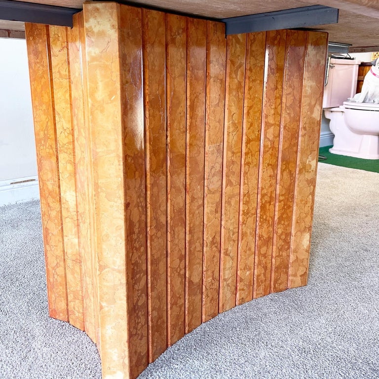 Italian Red Marble Dining Table on Marble Pedestal Base For Sale at 1stDibs