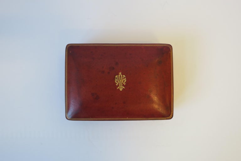 Italian Red Burgundy and Gold Leather Box at 1stDibs