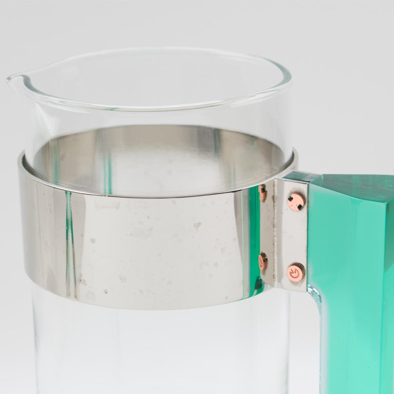 Rede Guzzini Silver Plate Lucite Martini Pitcher Ice Bucket Set at 1stDibs