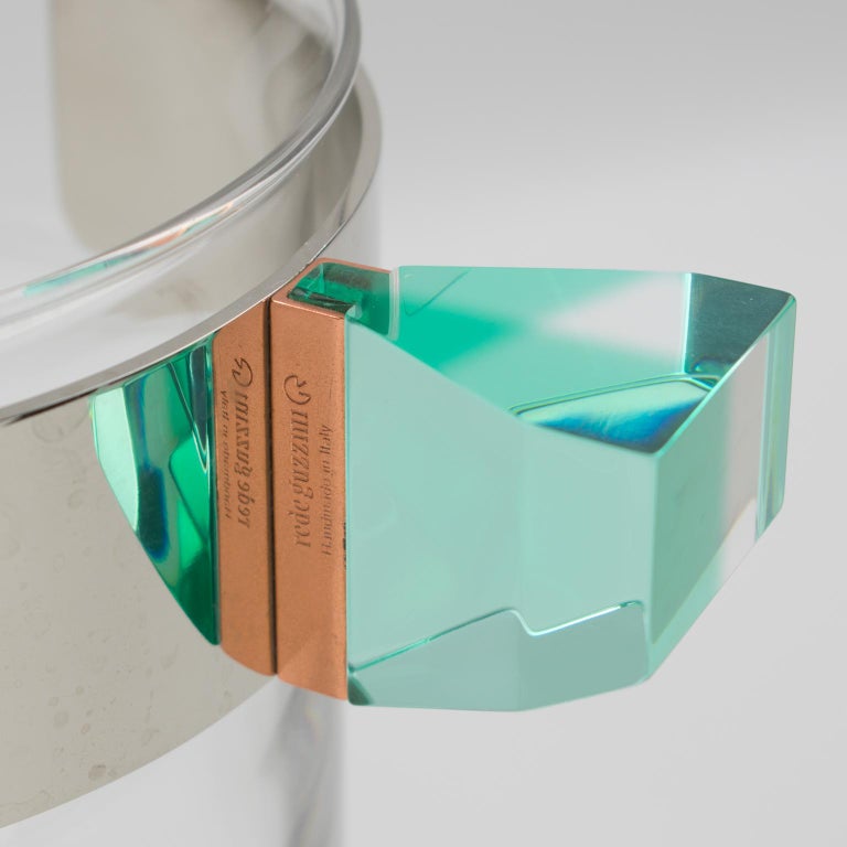 Rede Guzzini Silver Plate Lucite Martini Pitcher Ice Bucket Set at 1stDibs