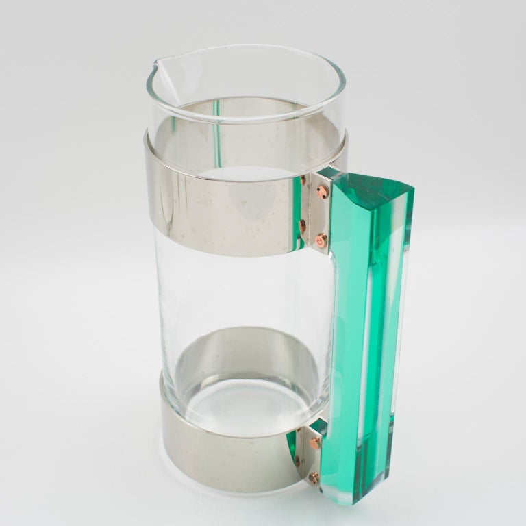 Rede Guzzini Silver Plate Lucite Martini Pitcher Ice Bucket Set at 1stDibs