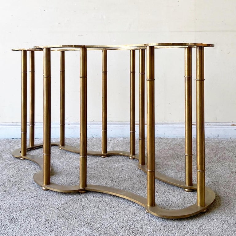 Italian Regency Brass Faux Bamboo Dining Table Base by Mastercraft For ...