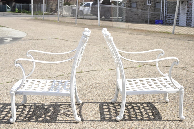 Italian Regency Scrollwork Aluminum Garden Patio Club Lounge Arm Chairs ...