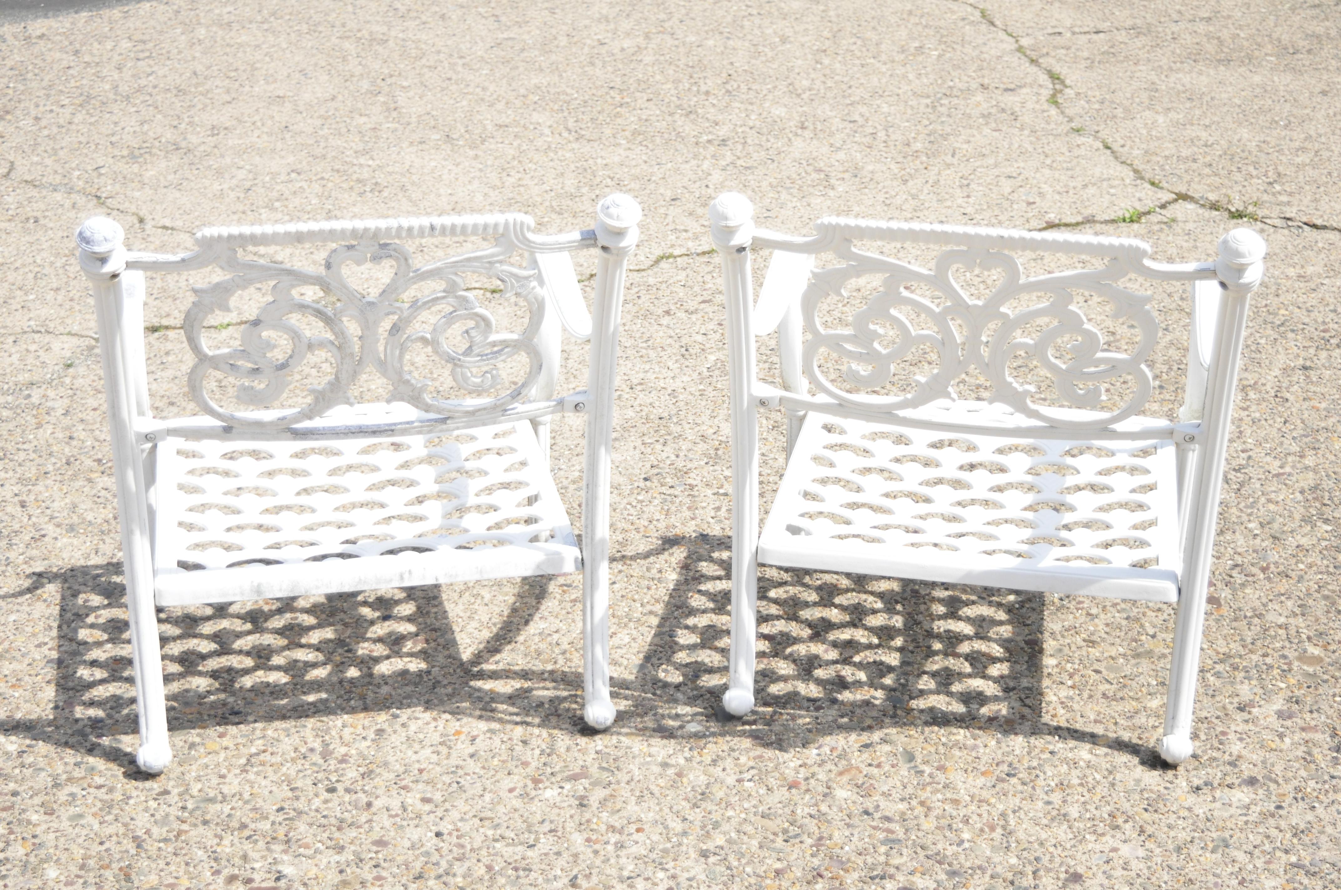 Italian Regency Scrollwork Aluminum Garden Patio Club Lounge Arm Chairs ...