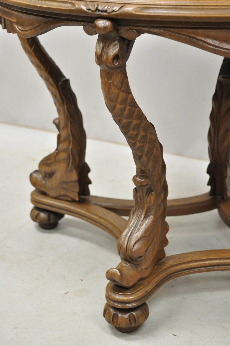 Italian Regency Serpent Carved Pedestal Marble-Top Small Coffee Side ...