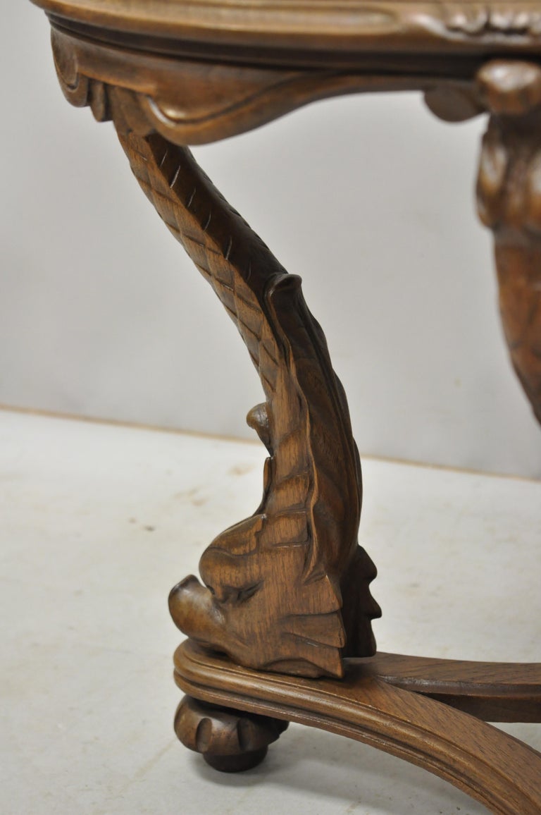 Italian Regency Serpent Carved Pedestal Marble-Top Small Coffee Side ...