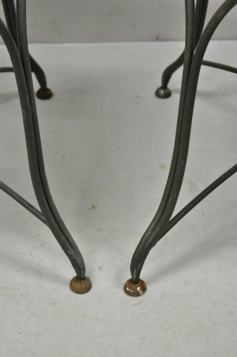 Italian Regency Style Wrought Iron Sunroom Lattice Round Seat Chairs, a ...