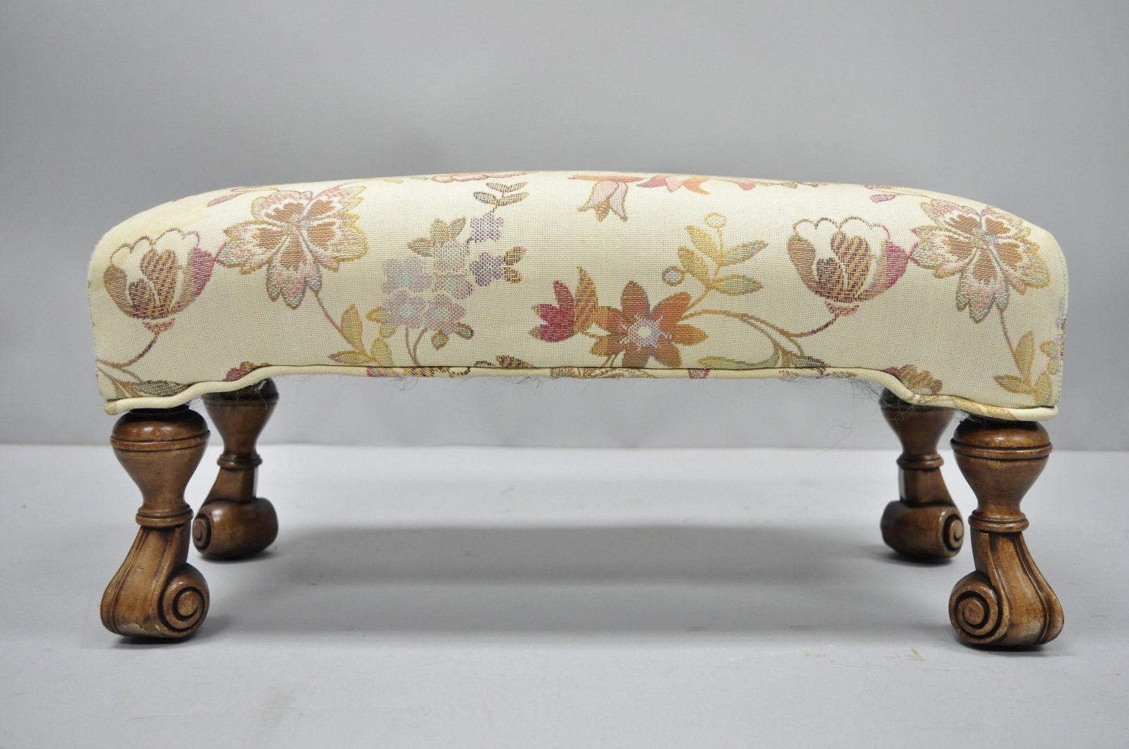 Italian Renaissance Baroque Style Small Petite Walnut Ottoman Footstool ...