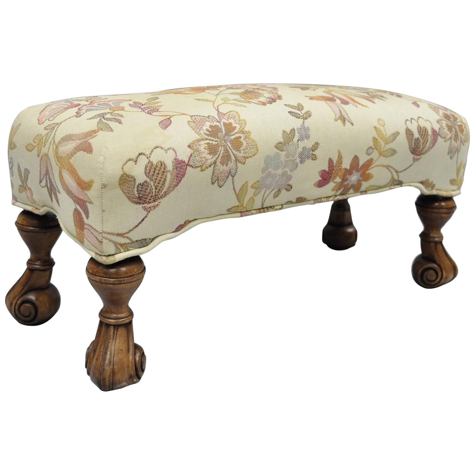 Italian Renaissance Baroque Style Small Petite Walnut Ottoman Footstool ...