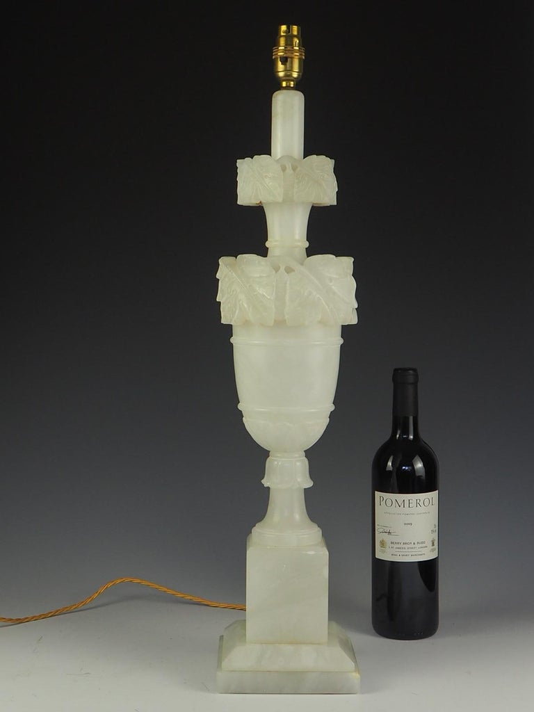 Italian Renaissance Carved Grape Leaves Alabaster Sculpture Table Lamp ...
